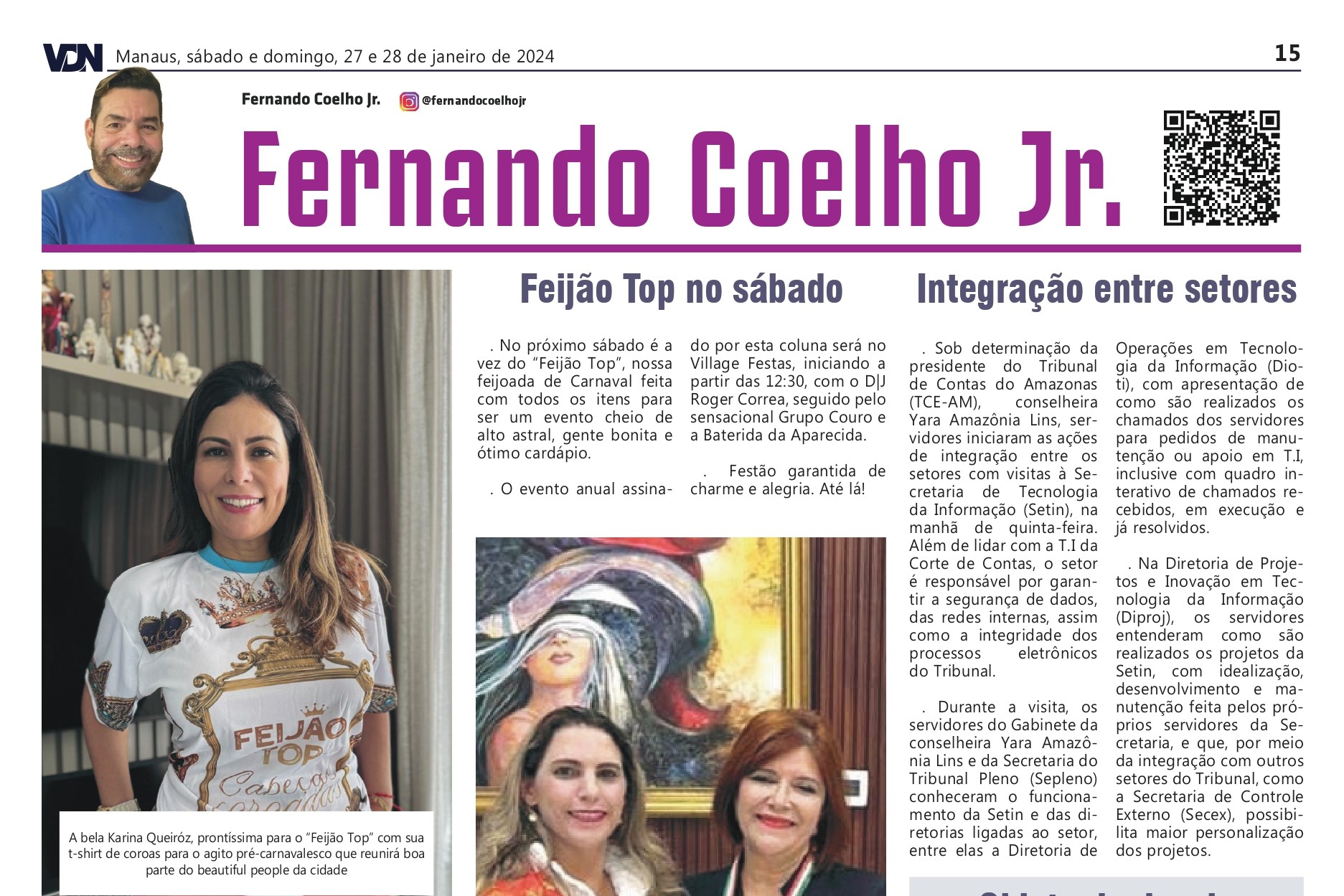 Coluna Fernando Coelho Jr – 27 e 28/01/2024 - Vanguarda do Norte