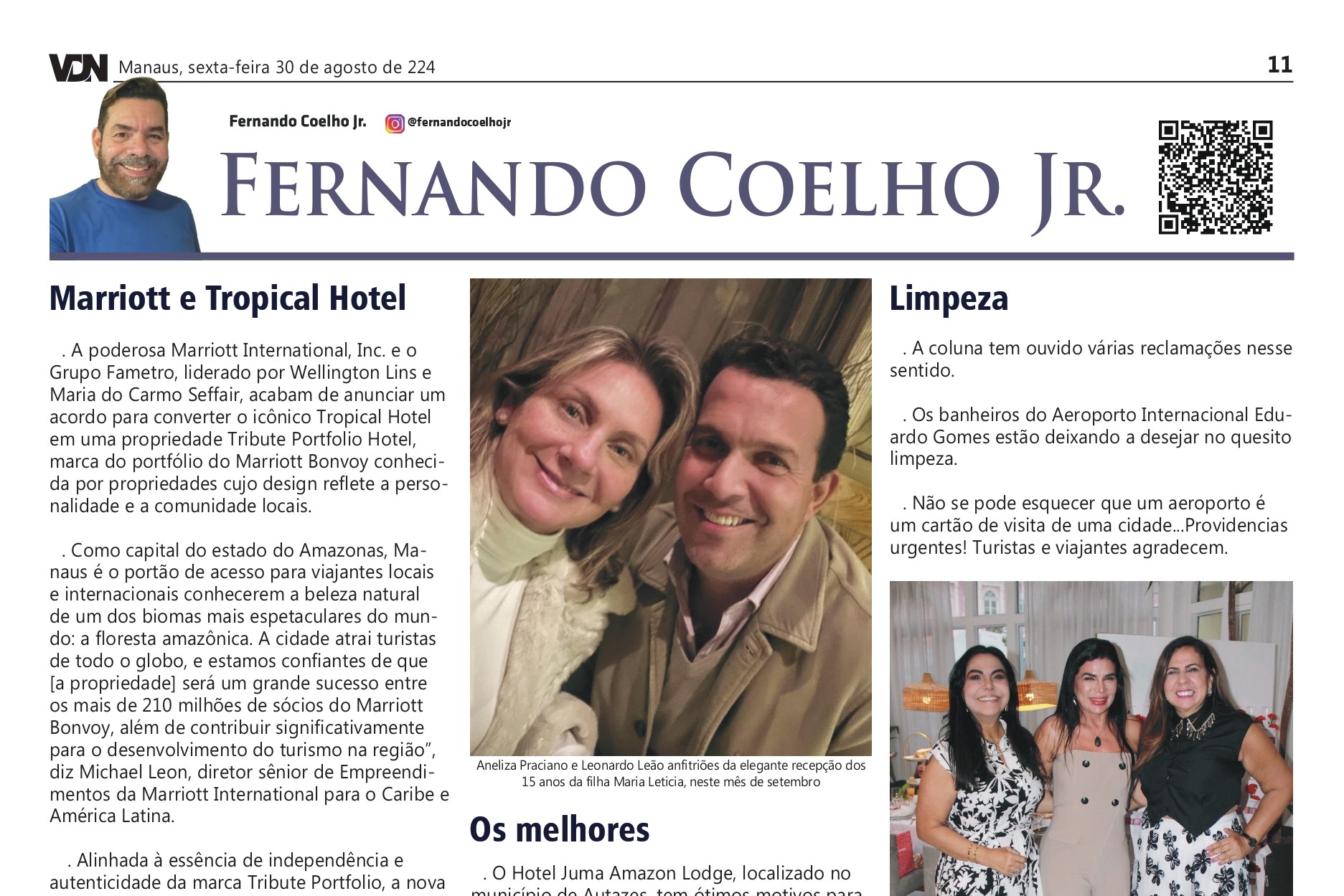 Coluna Fernando Coelho Jr - 30 de agosto de 2024 - Vanguarda do Norte